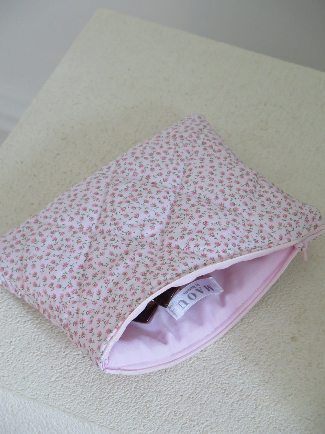 LIGHT PINK MINI FLORAL FLAT POUCH – Maoubymarielle